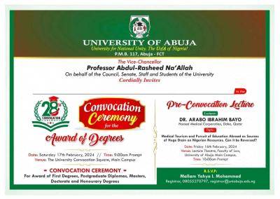 UNIABUJA 28th Convocation Ceremony Date Announced