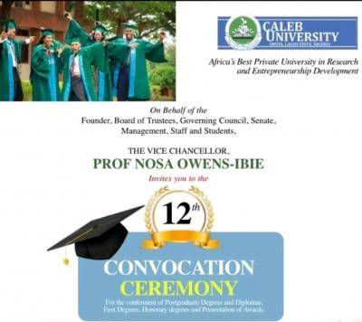 Caleb University 12th Convocation Ceremony: Schedule of Events