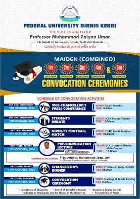 FUBK Maiden Combined Convocation Ceremonies Announced